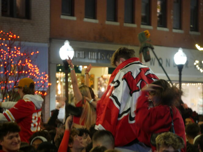 PHOTOS: Fans in downtown Lawrence celebrate Kansas City Chiefs’ repeat ...